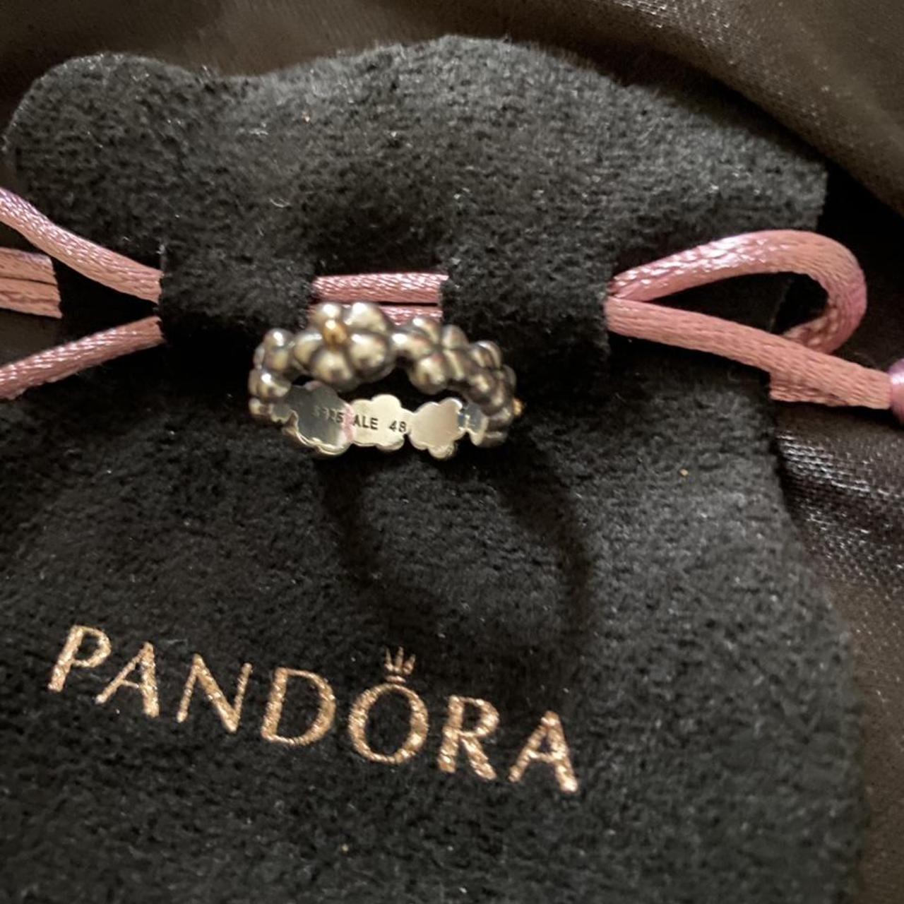 Pretty flower discontinued Pandora ring in gold and... - Depop