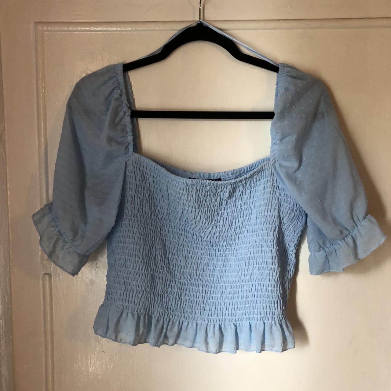 Women’s Select Cornflower Blue Milkmaid Crop Top... - Depop