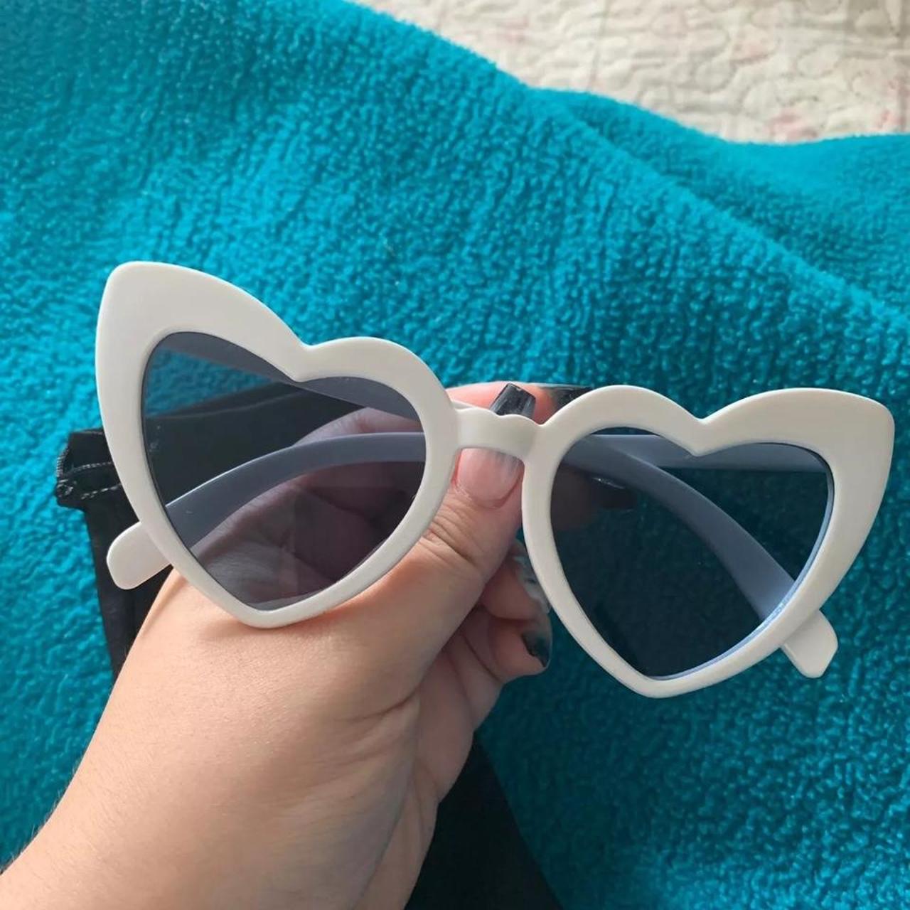 White Heart Shaped Sunglasses Uv400 Protection Retro Depop