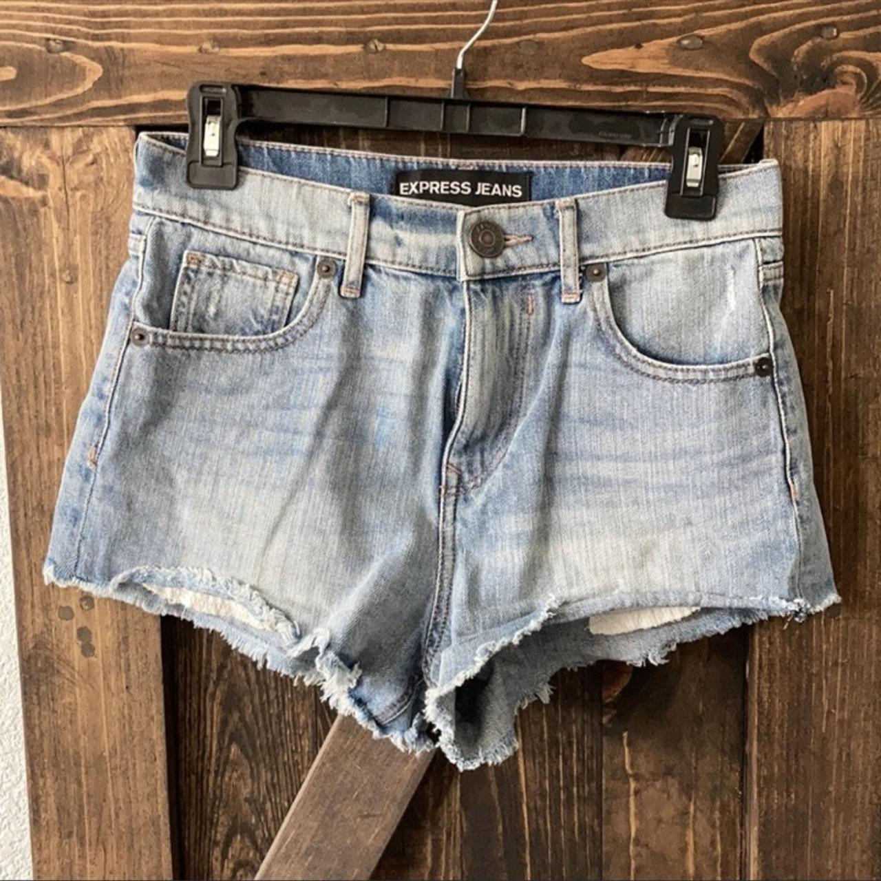 Express Jeans Shorts high waisted sz-0 Very cute... - Depop