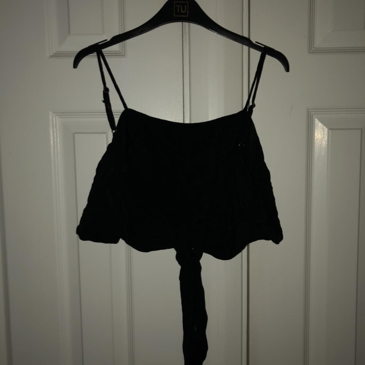 Brandy Melville Black Tie Back Crop Top //... - Depop