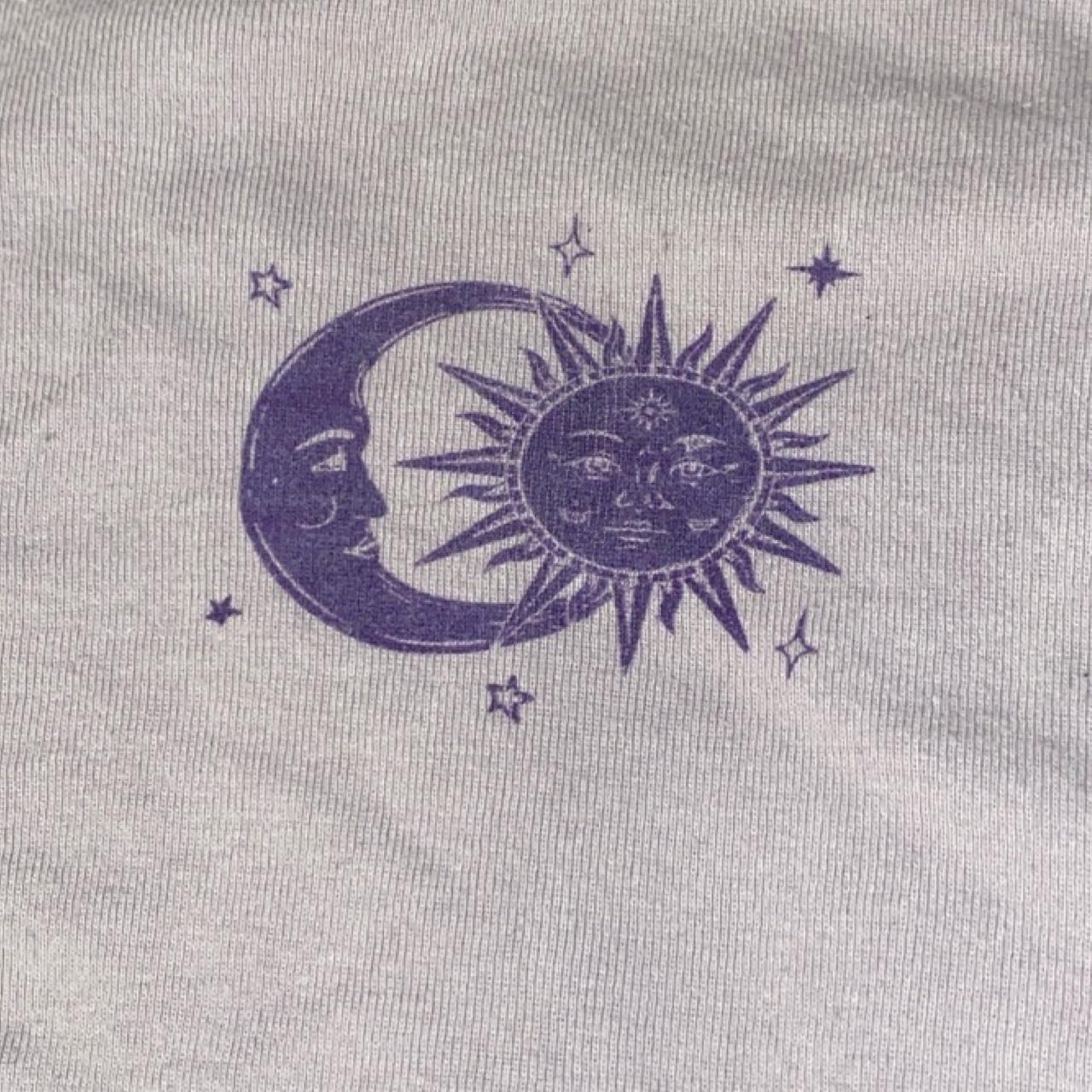 Purple sun and moon crop top baby tee Size... - Depop