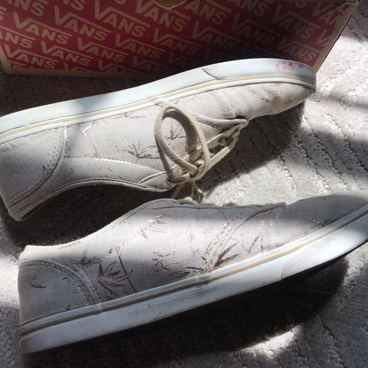 Linen Palm pattern vans. Low-tops. Worn only on a... - Depop