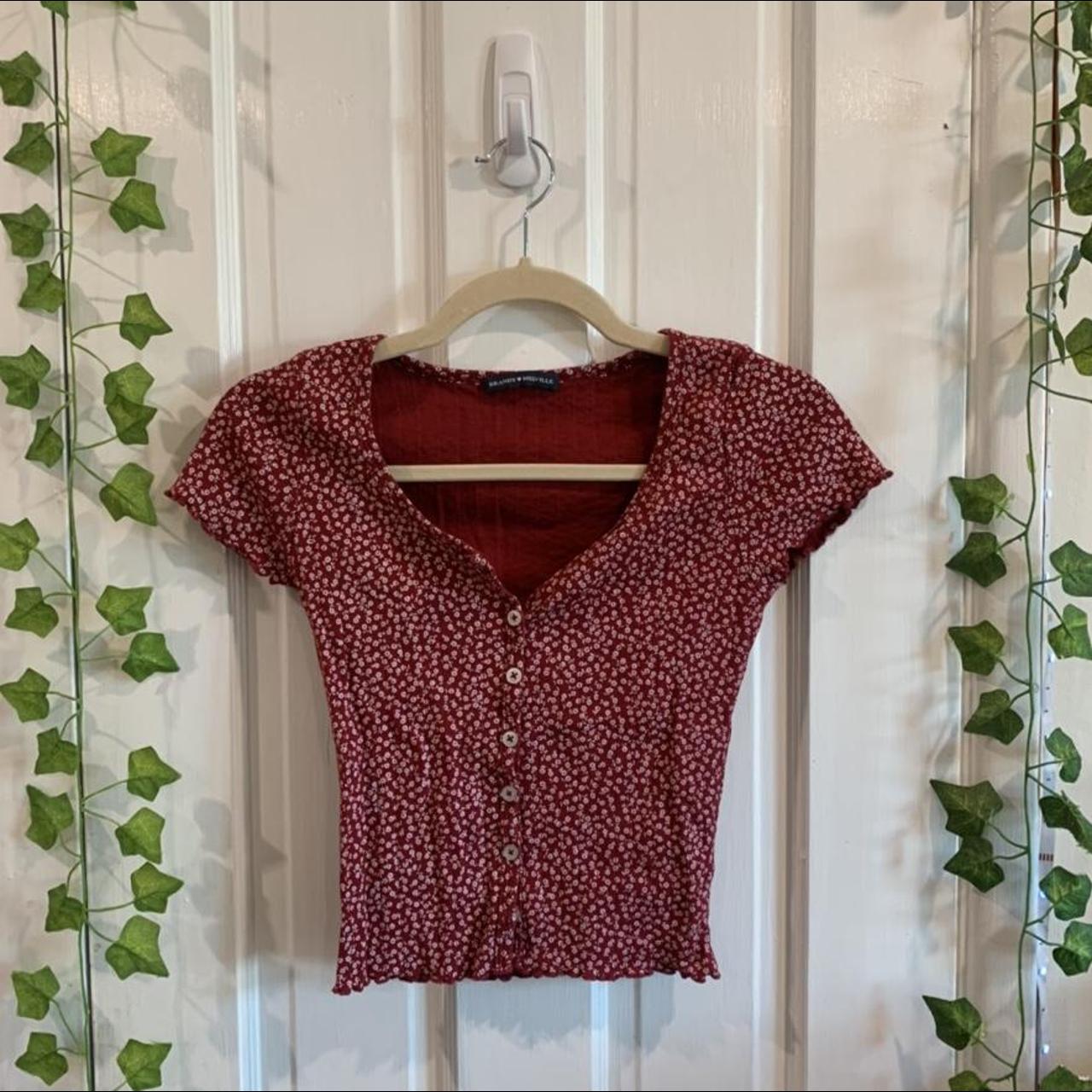 cute red floral brandy top! barely worn and in... - Depop