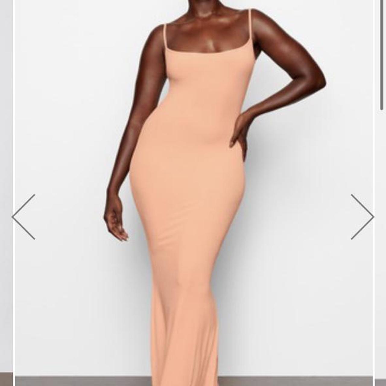 skims soft lounge long slip dress in peach medium... - Depop