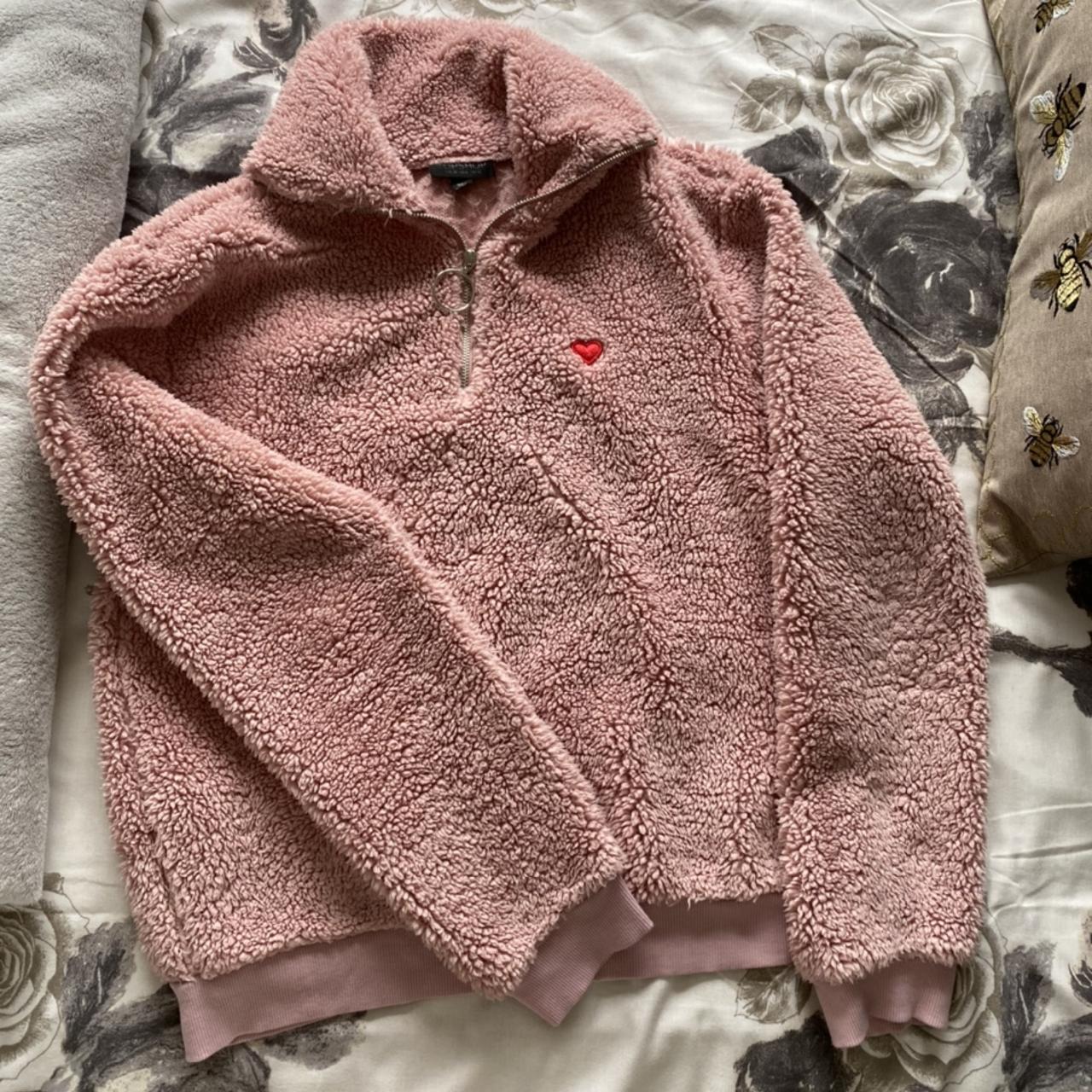 Topshop pink teddy jumper / sweatshirt size 10.... - Depop