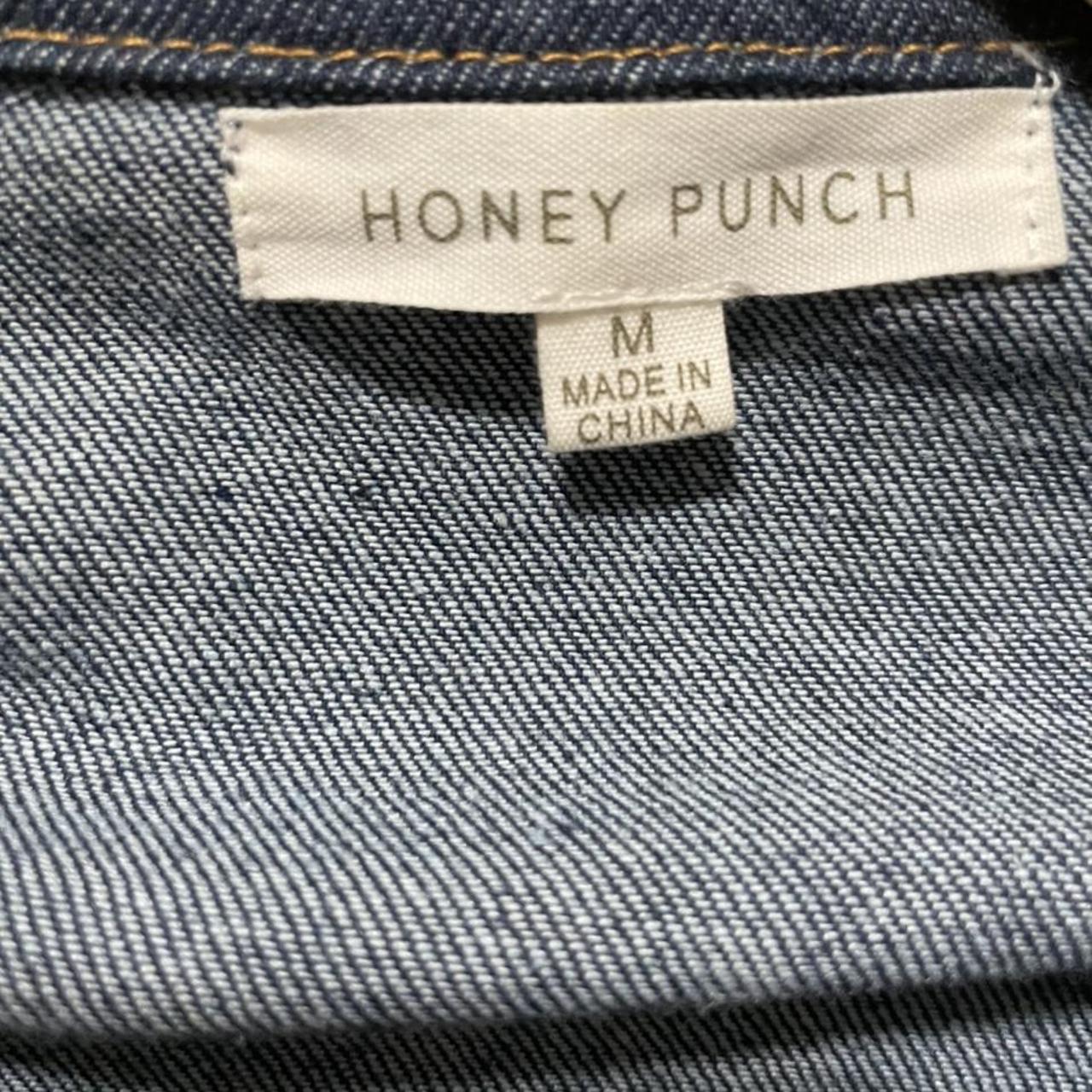 Honey Punch cropped denim jacket with rainbow... - Depop