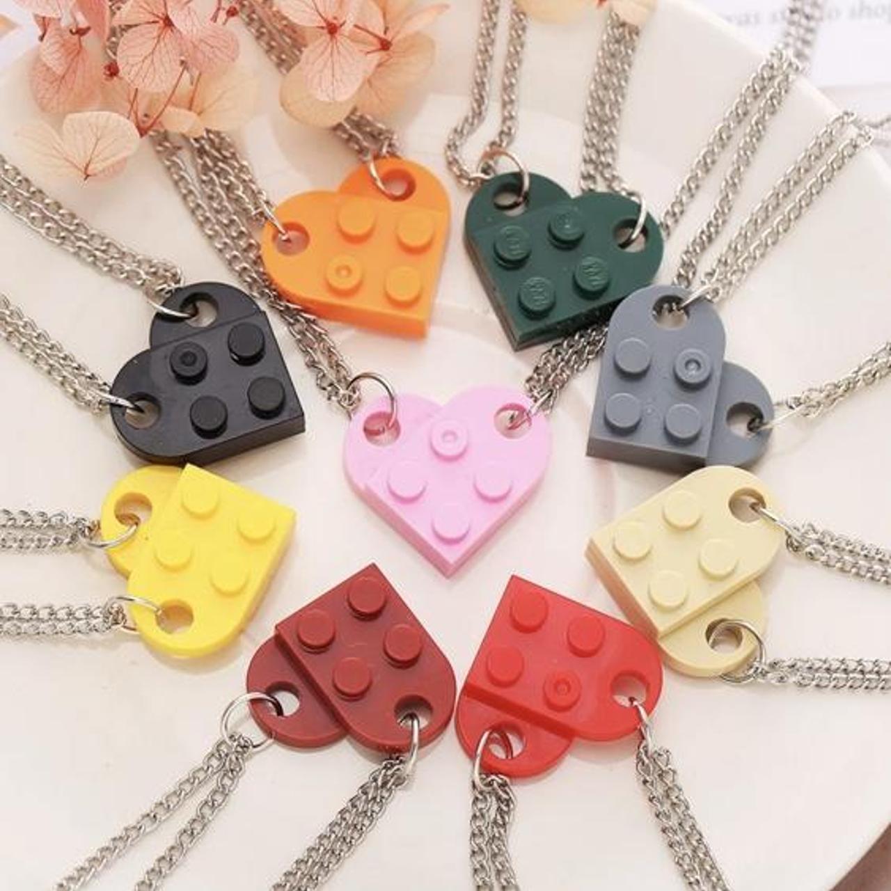 Red Lego Chain Necklace ️ LOVE HEART BFF FRIENDSHIP... - Depop
