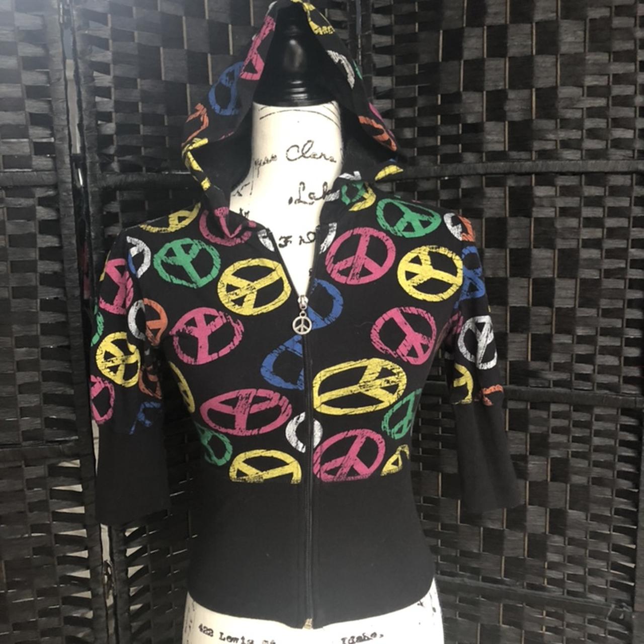 Peace Sign Hoodie Girl’s Sz L - Fits approx like... - Depop