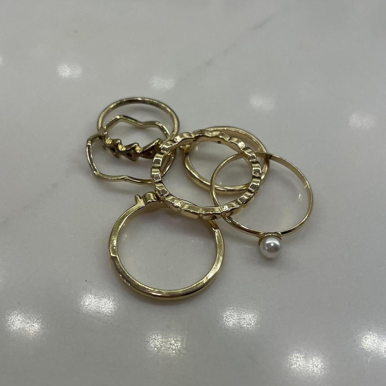 set of six dainty gold rings, perfect for ring... - Depop