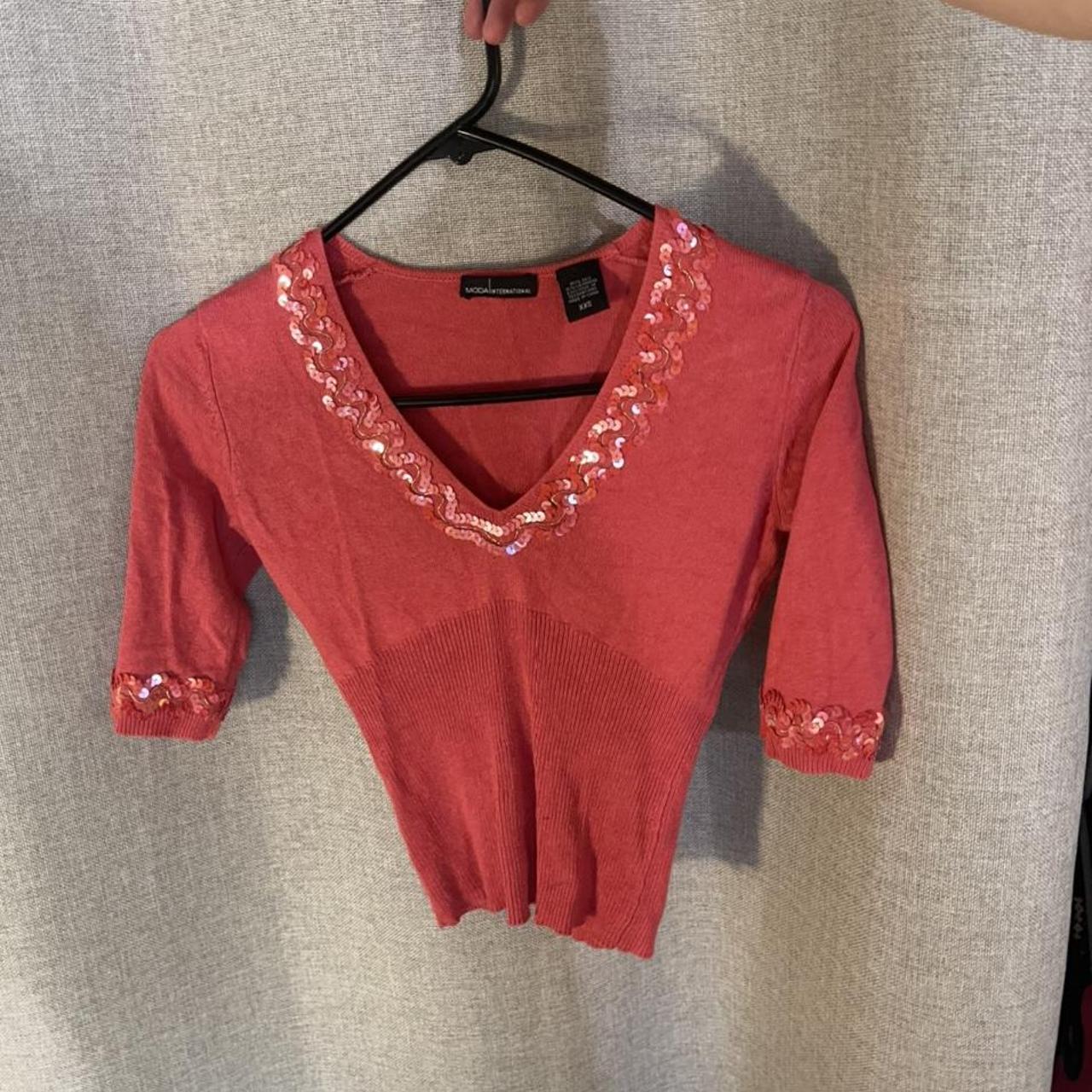 Moda International crop top with sequence design... - Depop