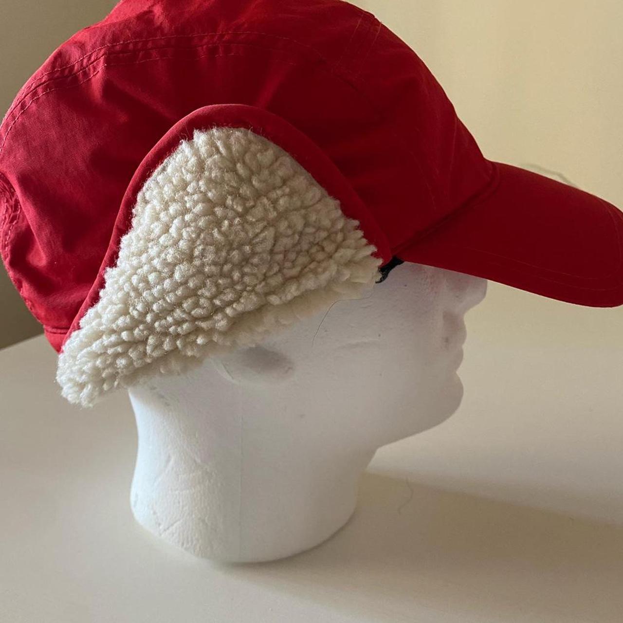 90s nylon sherpa winter flap cap / unbranded / no... - Depop