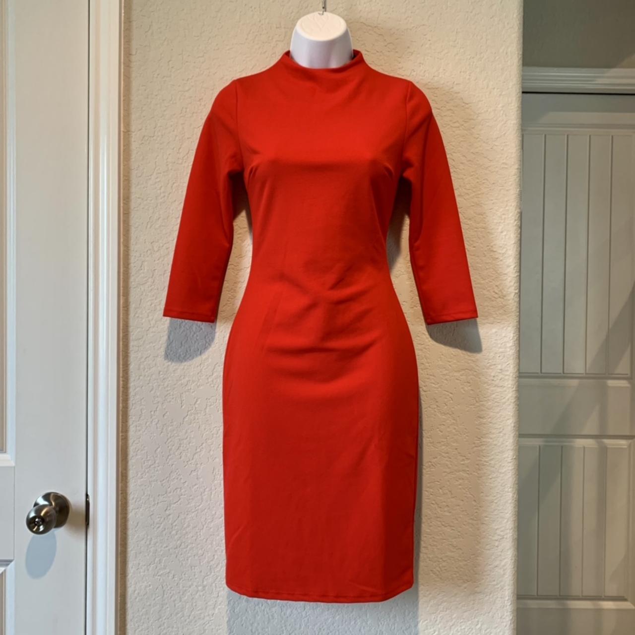 Red Fitted Dress Brand new with tags 95% polyester... - Depop