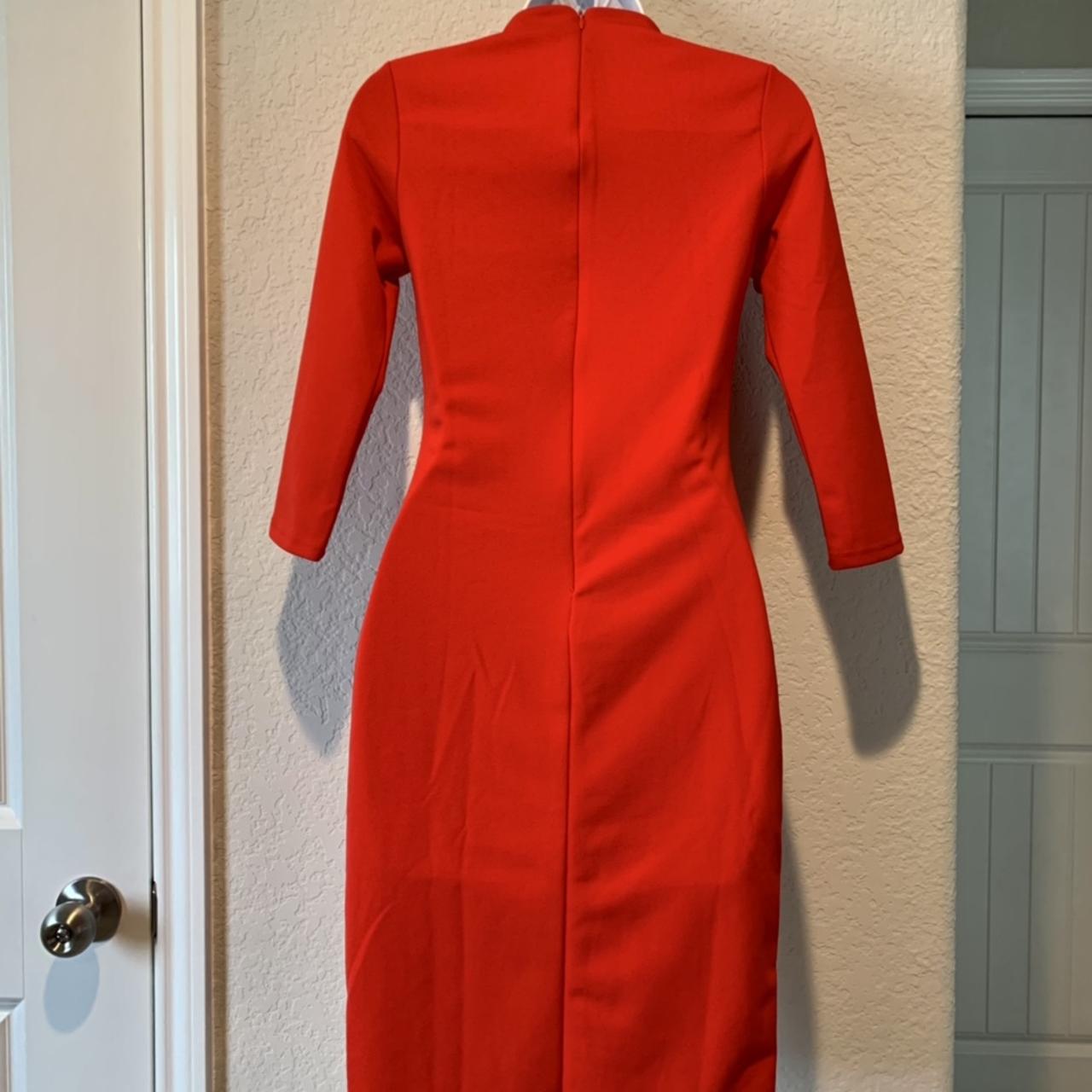 Red Fitted Dress Brand new with tags 95% polyester... - Depop