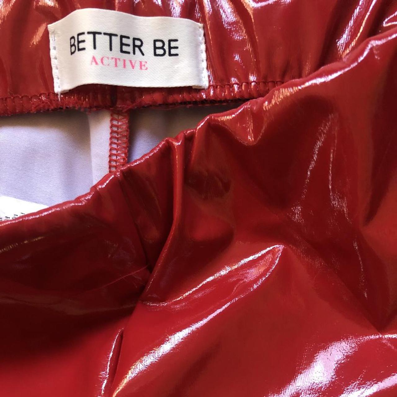 bright red latex biker shorts size small stretchy... - Depop