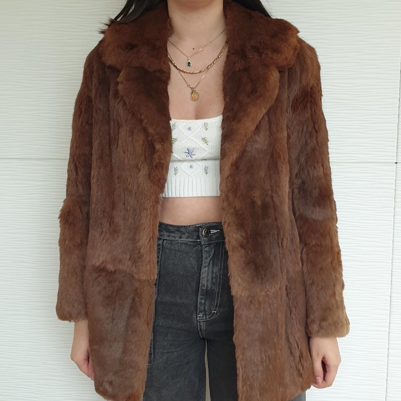 Brown faux fur coat. Solmar Melbourne. Size 14... - Depop