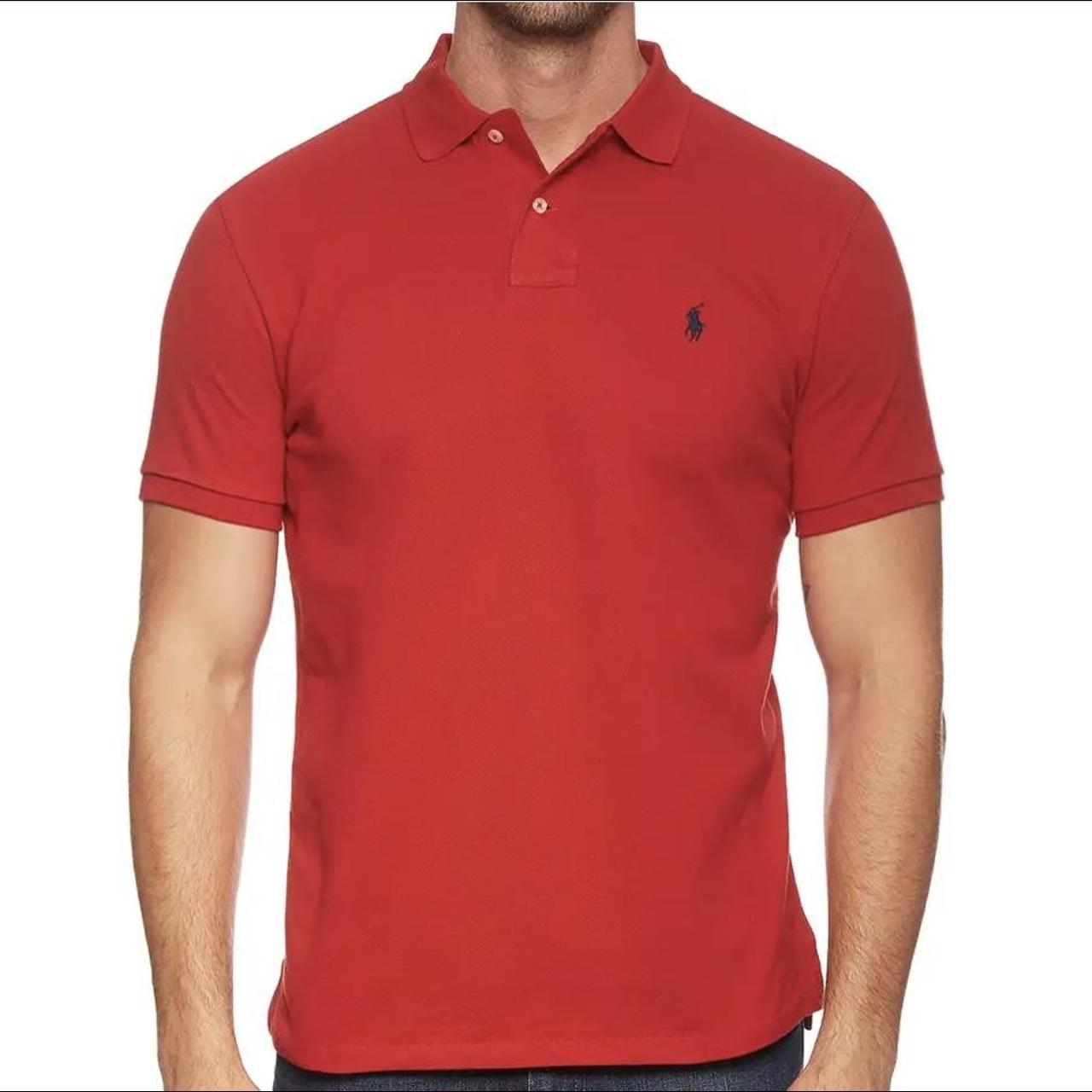 Real Ralph Lauren polo in RED (with navy... - Depop