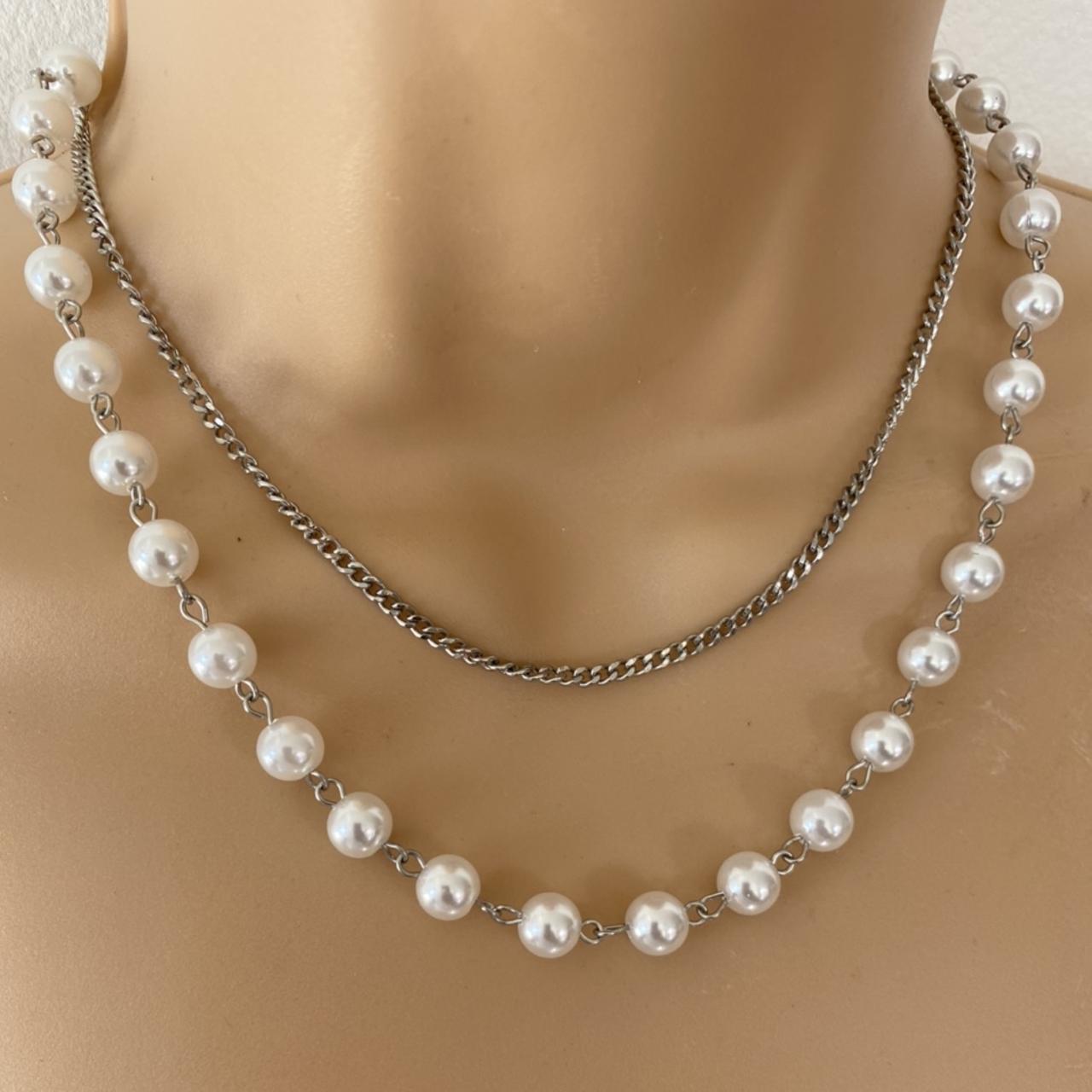 Layered Pearl Chain Necklace. Necklace for Women. ... - Depop