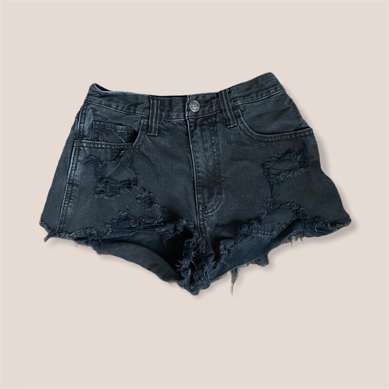 black distressed short shorts (XS-small) - Depop