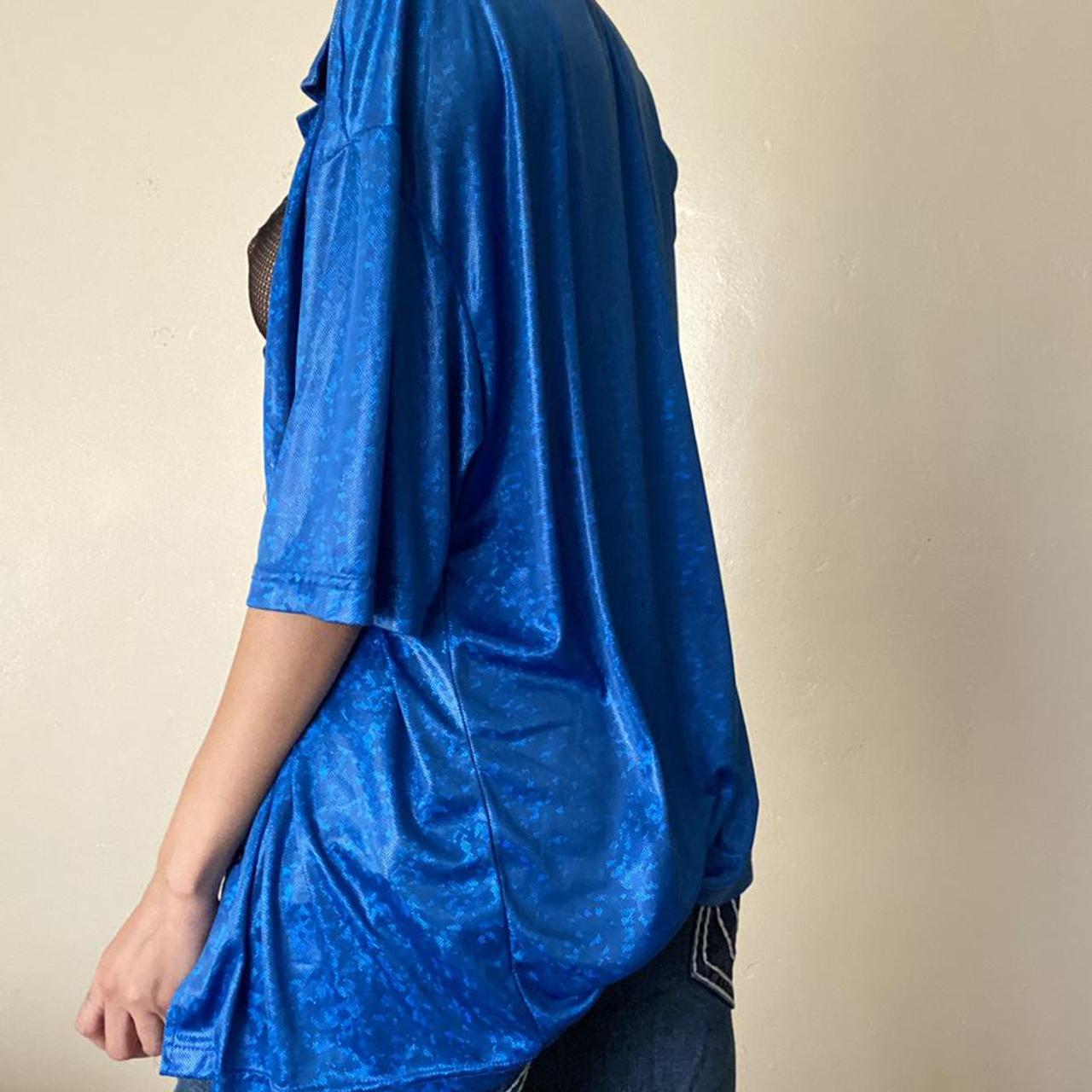 Disco Y2K Electric Blue Sparkle Print Short Sleeve... - Depop