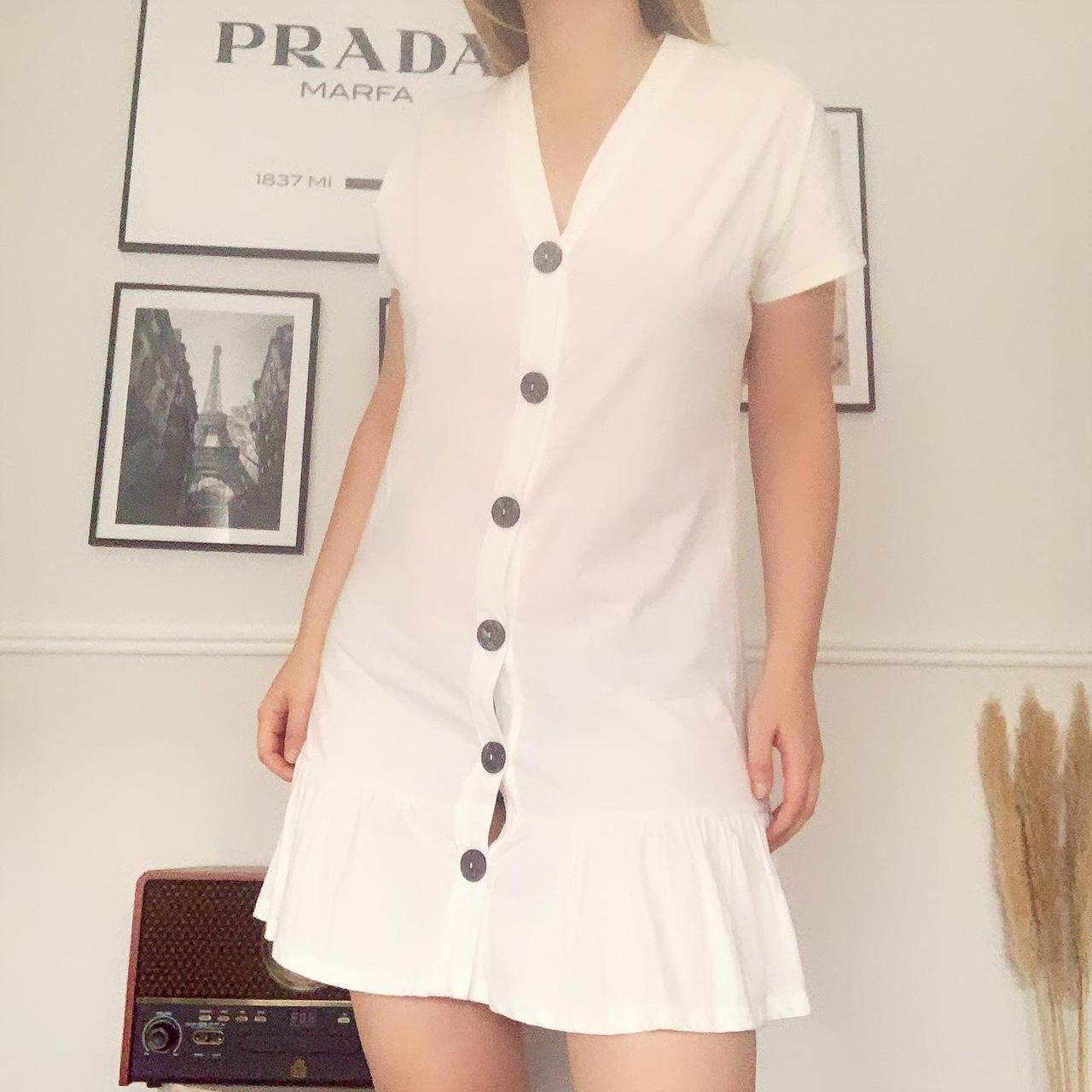 WHITE DRESS White button dress White shirt... - Depop