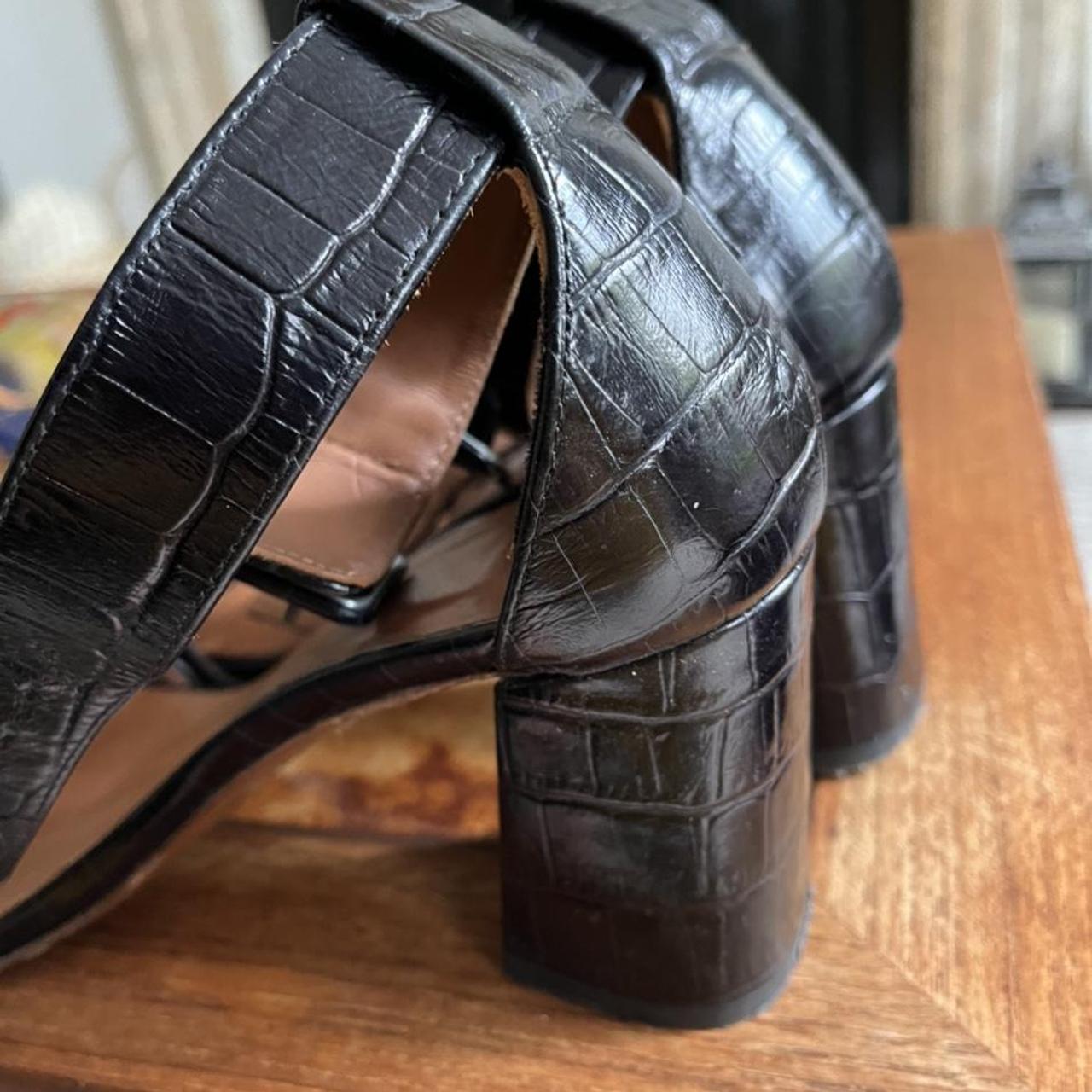 Cute black croc effect block heels perfect for any... - Depop