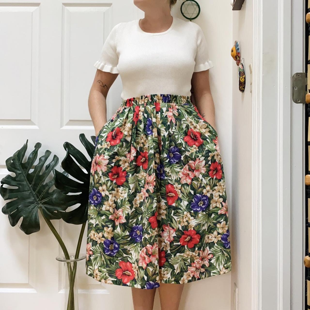 ️KORET TROPICAL FLOWER SKIRT ️ Elastic waist! Midi... - Depop