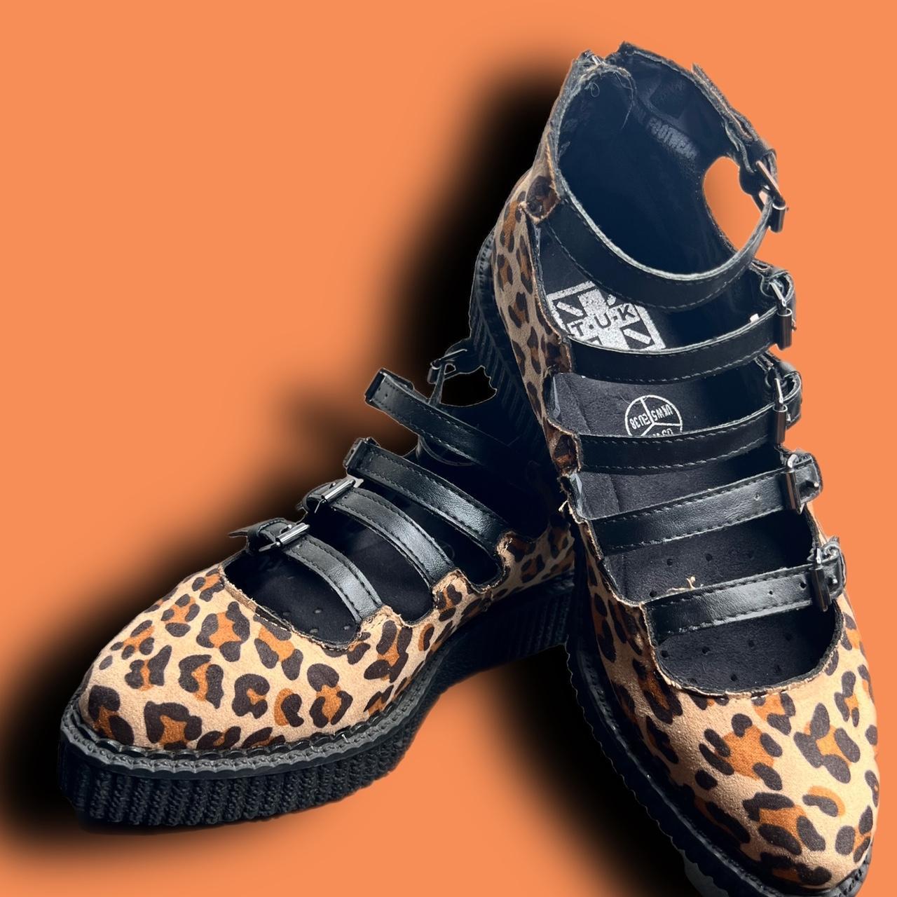 Leopard Faux Suede Multi-Strap Pointed Mary Jane... - Depop