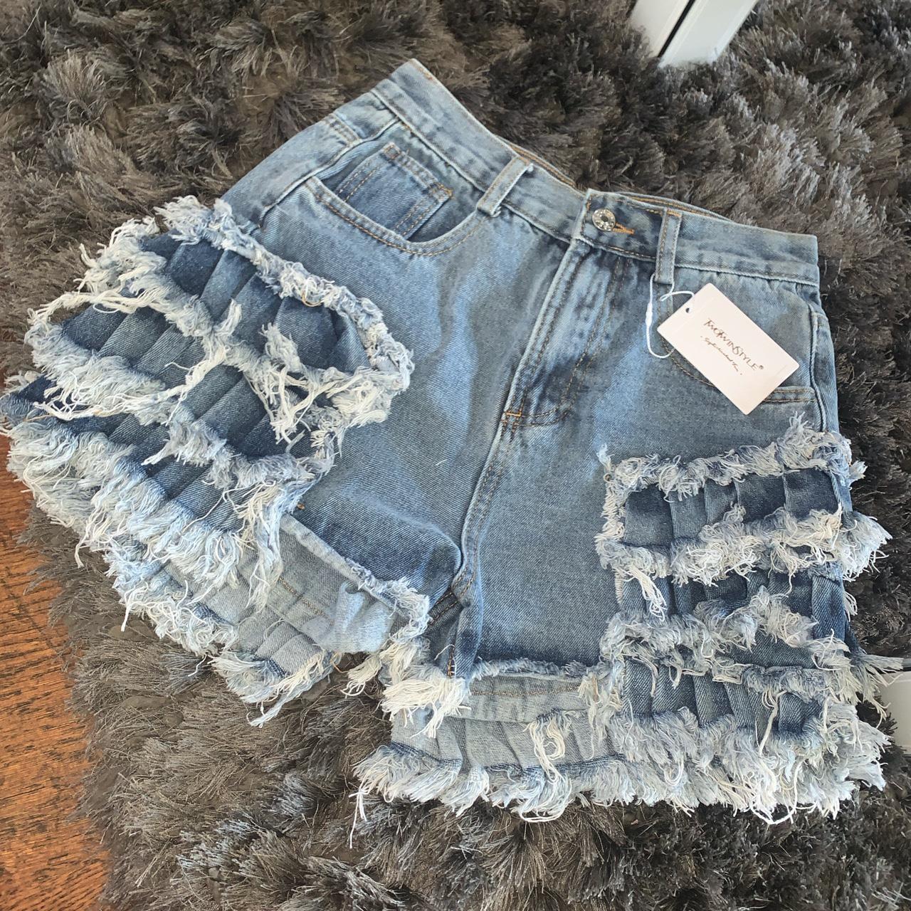 Our denim ruffle frilly shorts💗 Only £25💗 Message to... - Depop