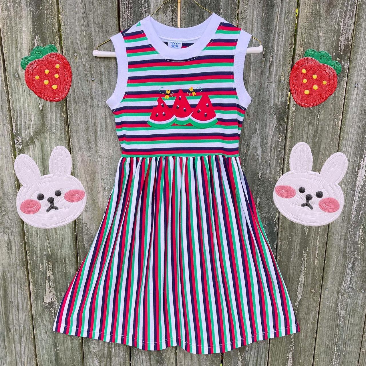 💚🍉💚 juicy watermelon 💦 90s kids summer dress 🌈 could... - Depop