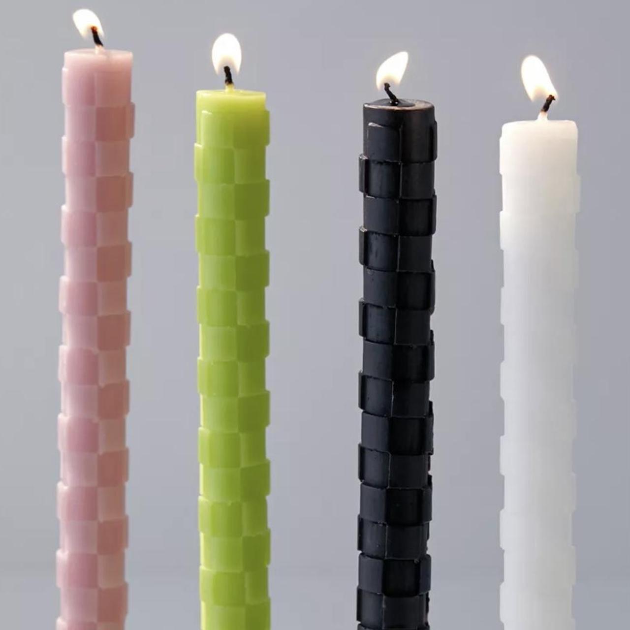 Checkerboard Taper Candle Set SET OF THREE ( I used... - Depop