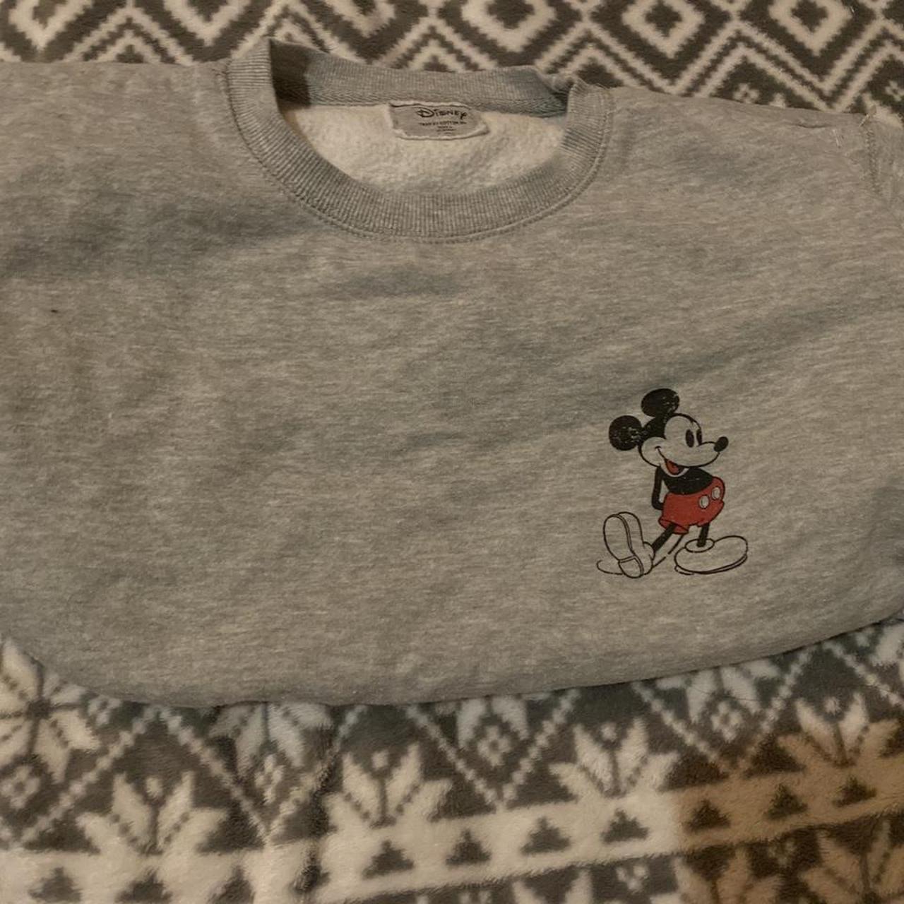 mickey mouse grey crew neck size small made by... - Depop