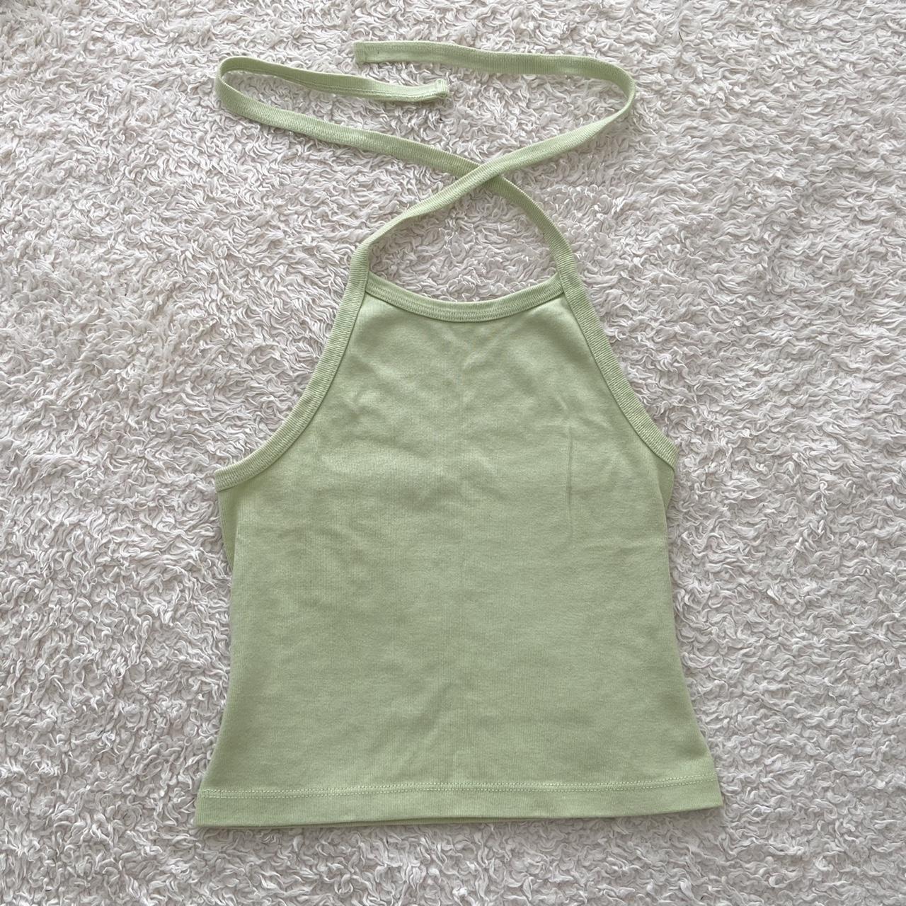 Brandy Melville || Green halter top Near mint... - Depop