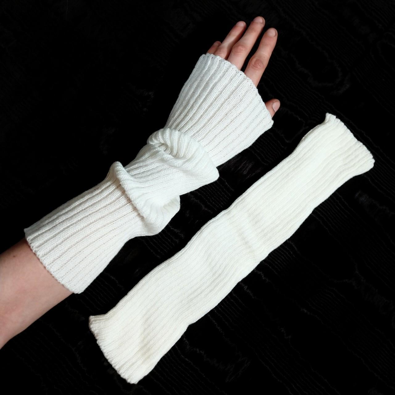 FREE SHIPPING Soft white knit arm warmers / leg... - Depop