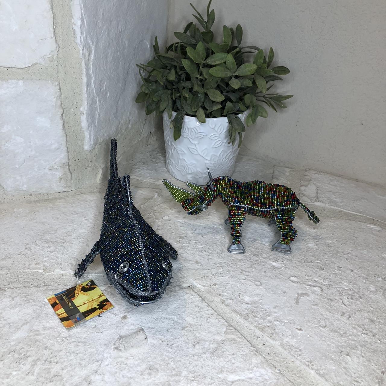 Vintage AFRICAN Beaded Whale/rhino Glass Bead... - Depop