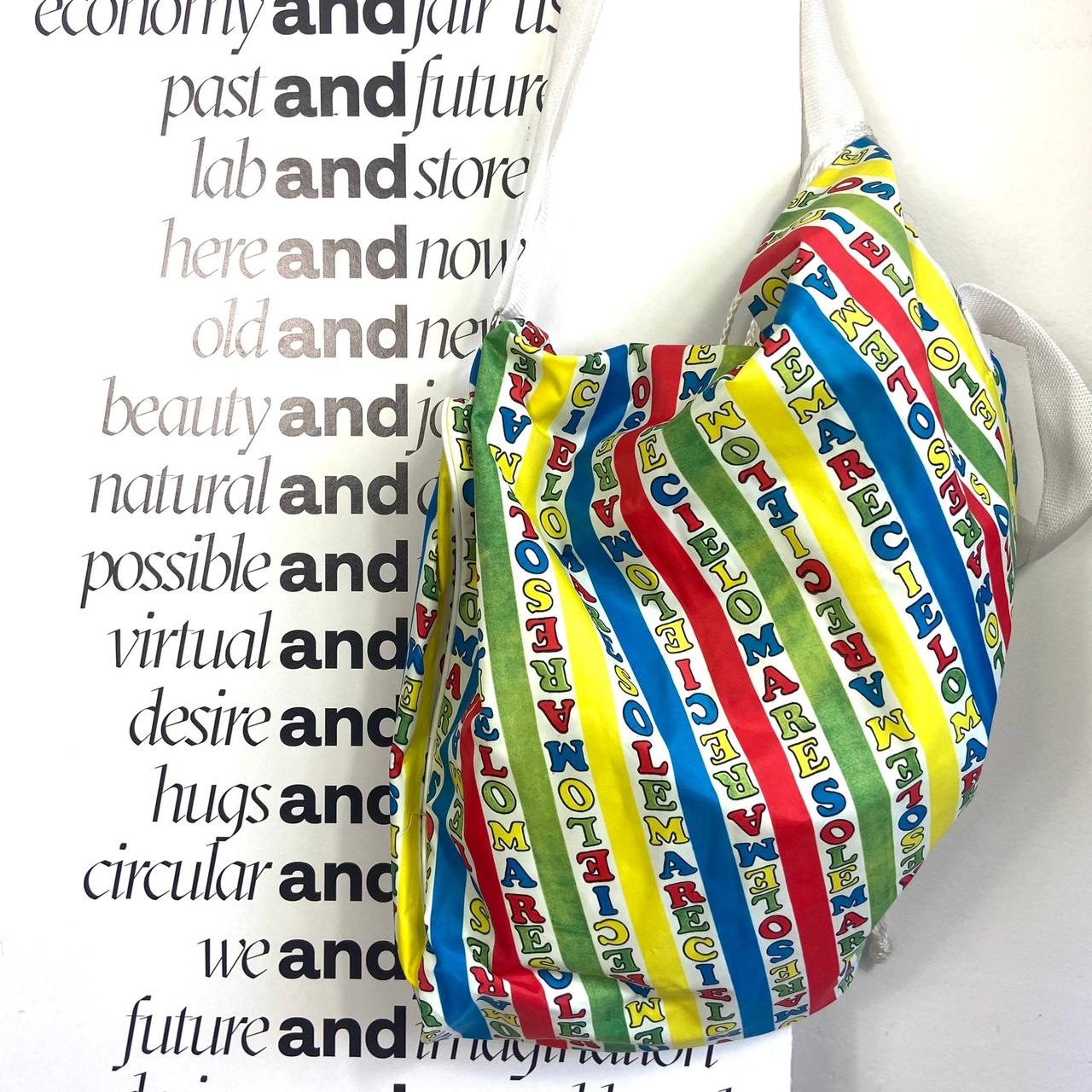 Bo114 Sacca vintage logata "Mare Cielo". Tracolla... - Depop