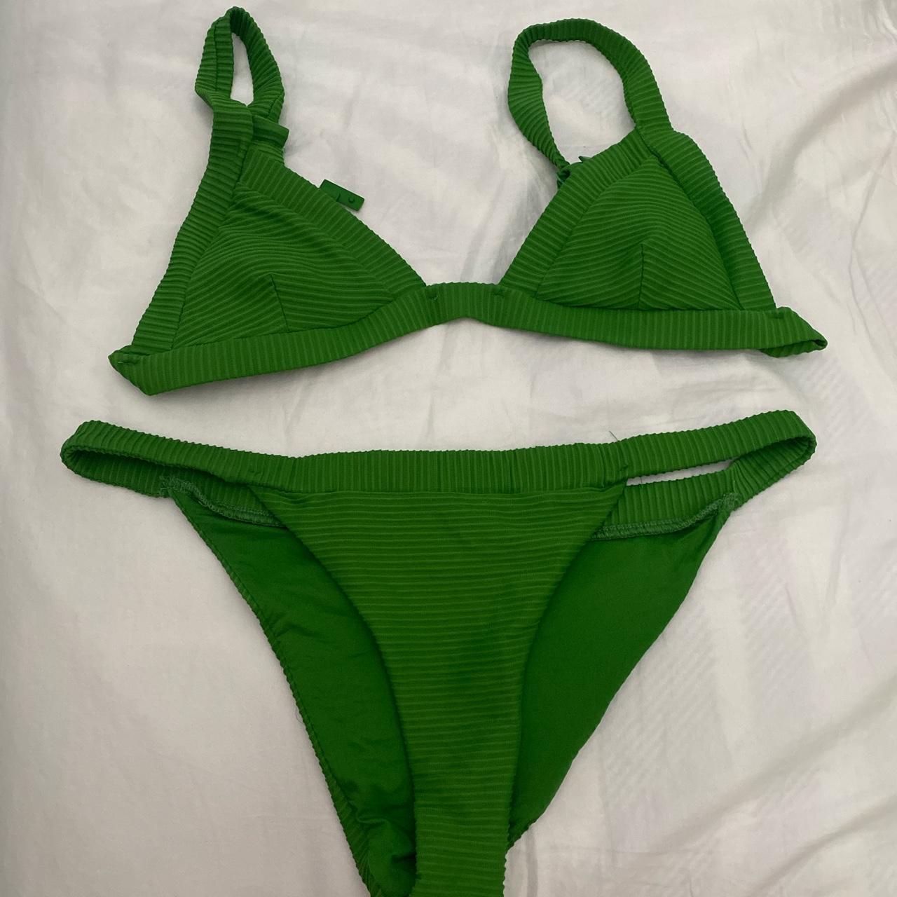 Zara Green bathing suit bikini set, top and bottom... - Depop