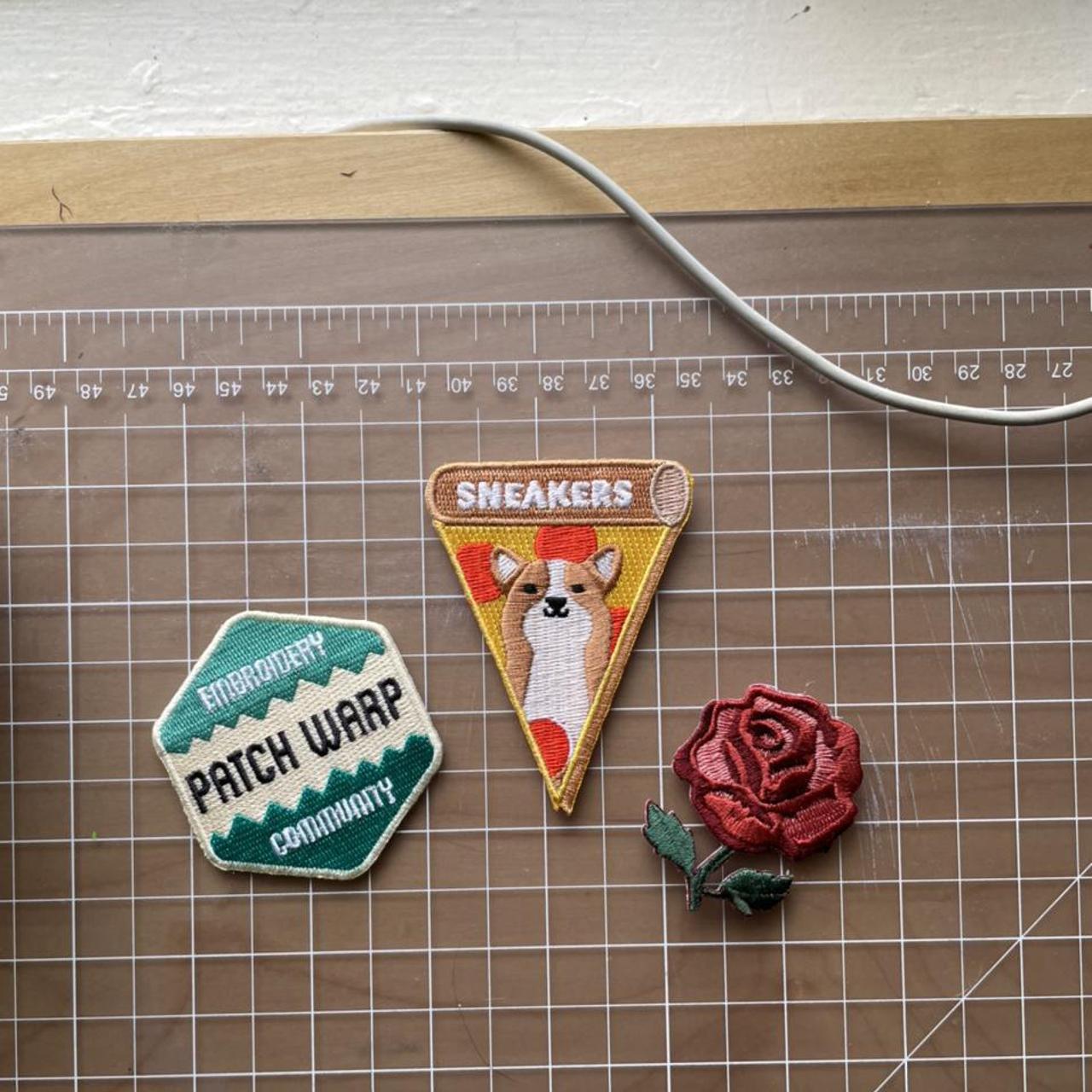 Patches (all 3) rose, pizza, patch wrap. Iron on or... - Depop