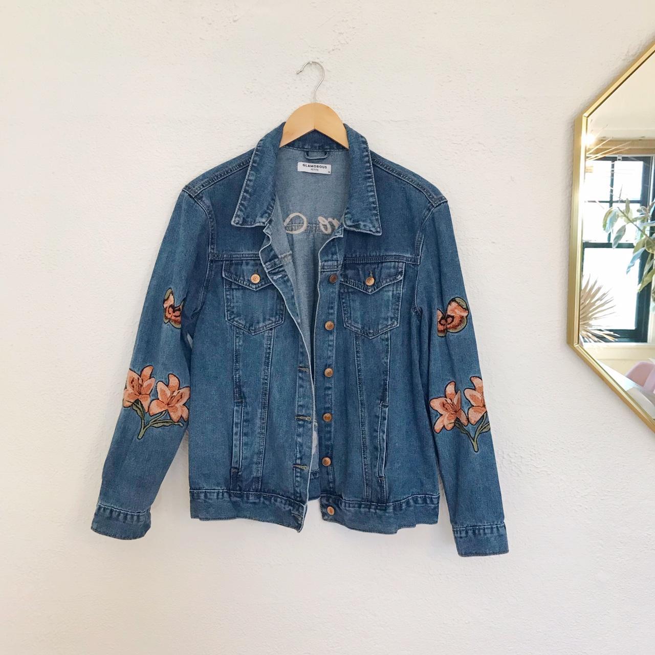 Embroidered Denim Jacket ~ Flowers And Depop