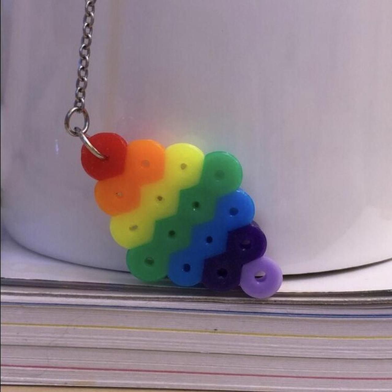 Rainbow diamond hama bead earrings Diamond shaped... - Depop