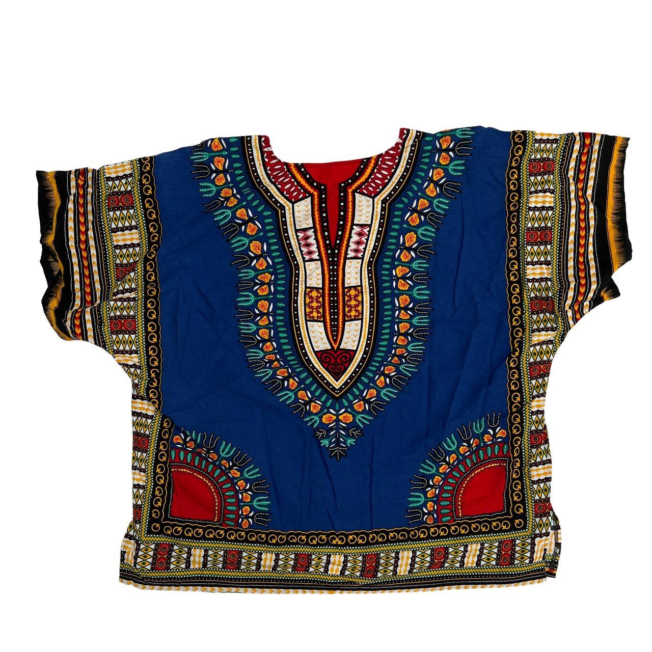 Colorful African Dashiki top. Cotton with 2 front... - Depop