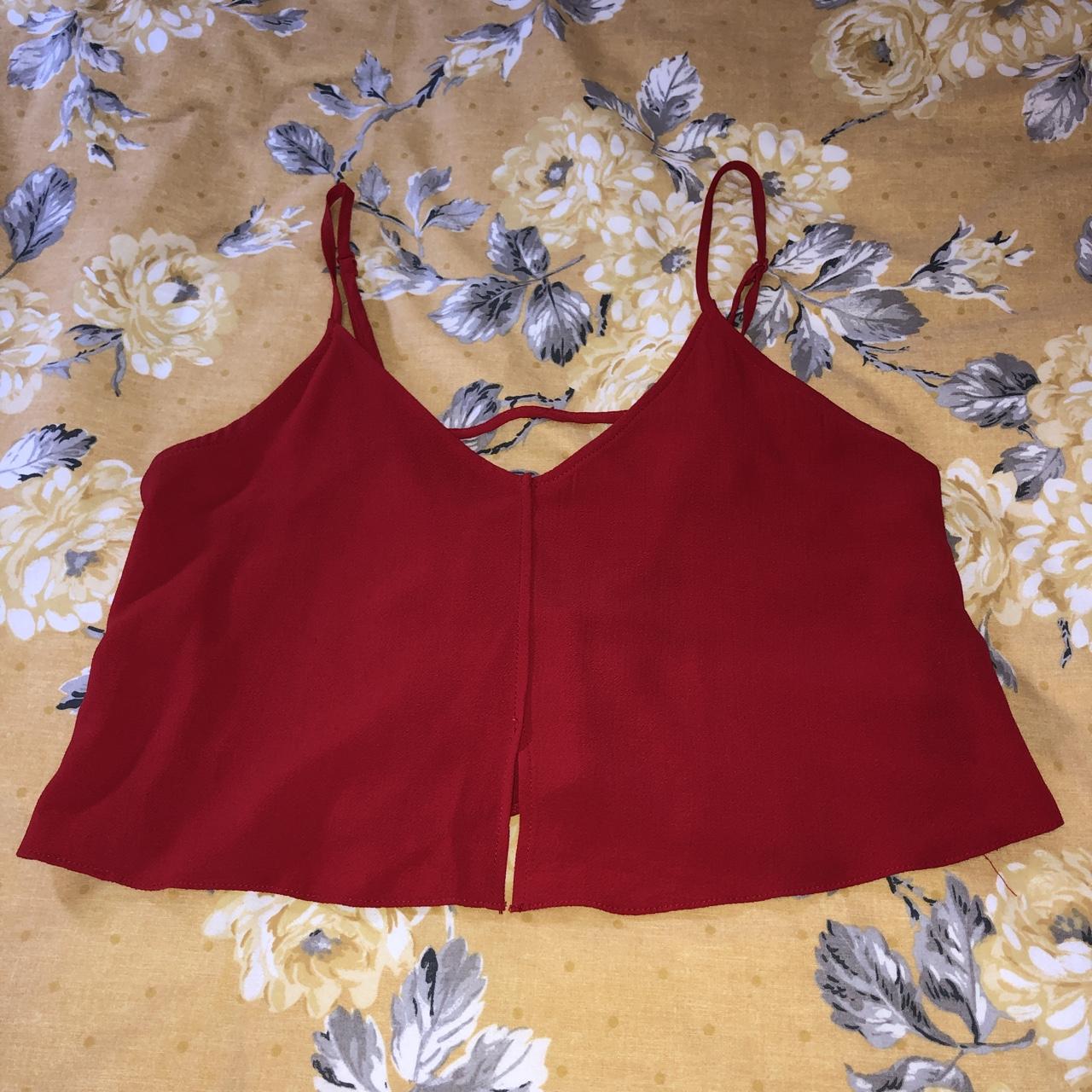 ASOS Red Cropped Cami Top - size 8. Only worn once,... - Depop