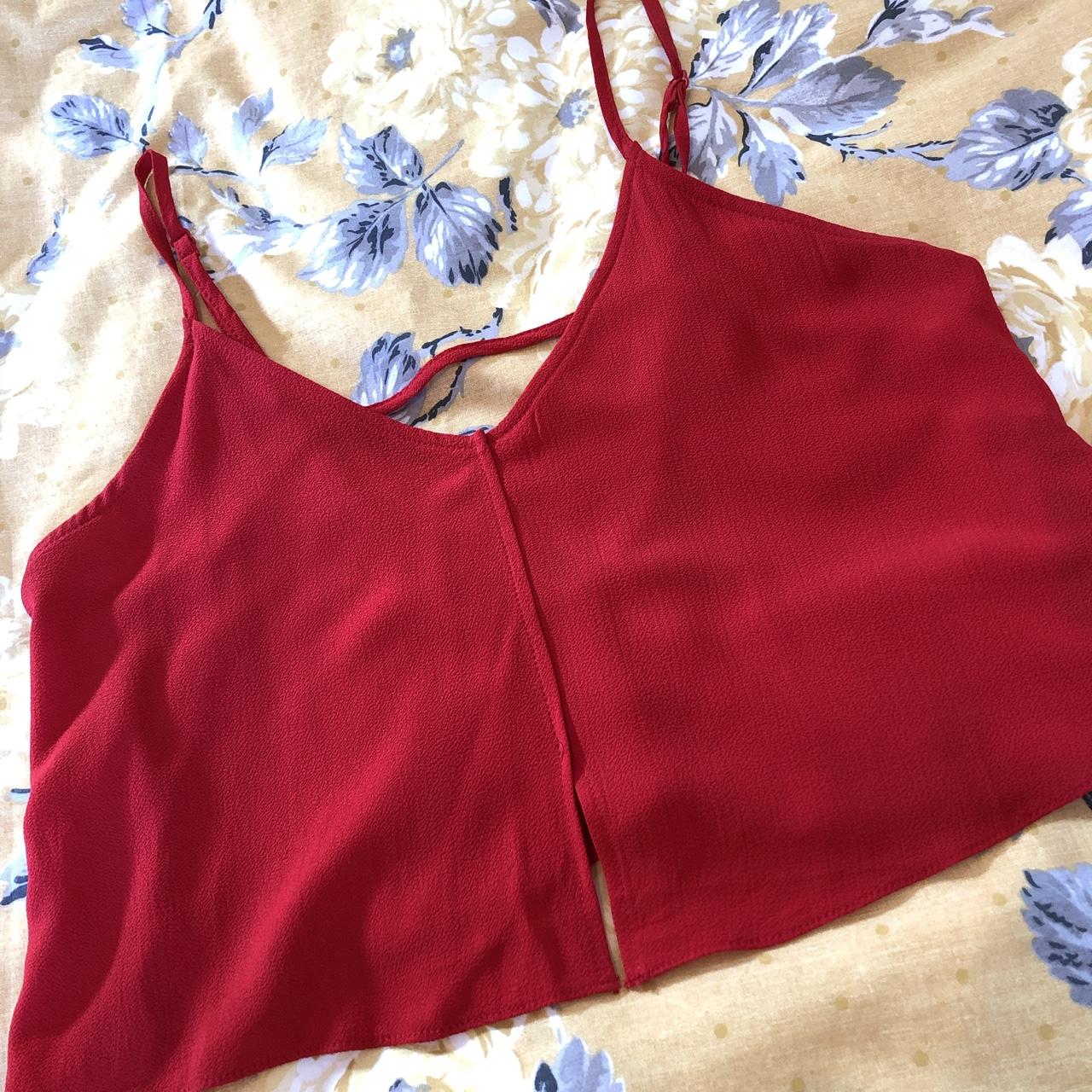 ASOS Red Cropped Cami Top - size 8. Only worn once,... - Depop