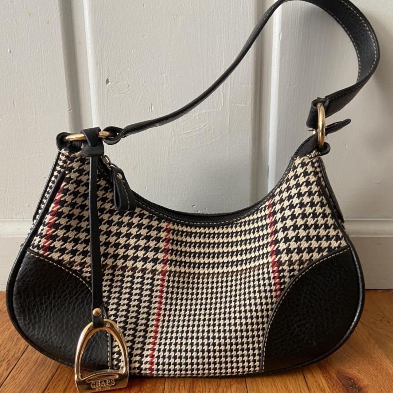 Chaps Women's Black and Cream Bag | Depop