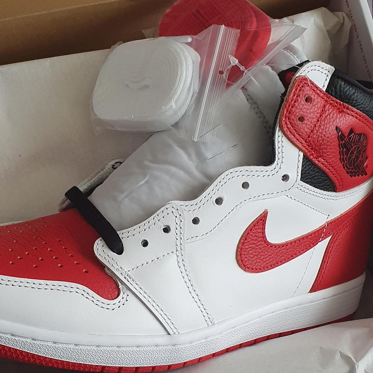 Air Jordan 1 White University Red UK 9 #jordan1... - Depop