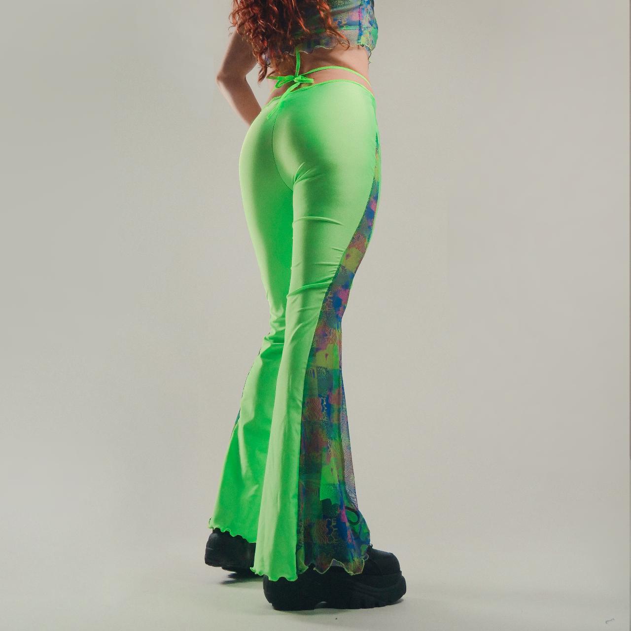 Handmade Y2K raver Graphic Print and Neon Green Tie... - Depop