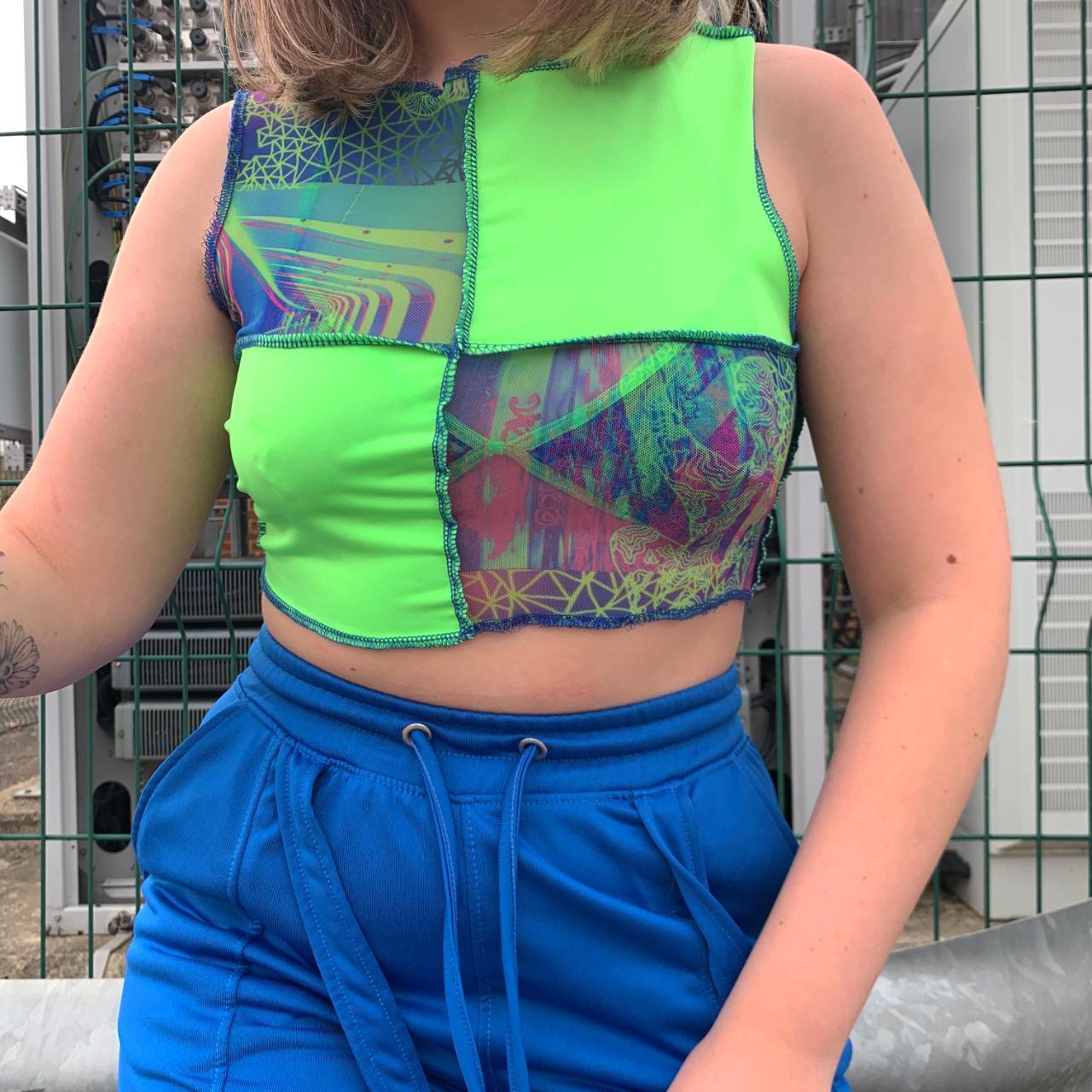 Y2K Raver Reworked Square Patchwork Tank Top READY... - Depop