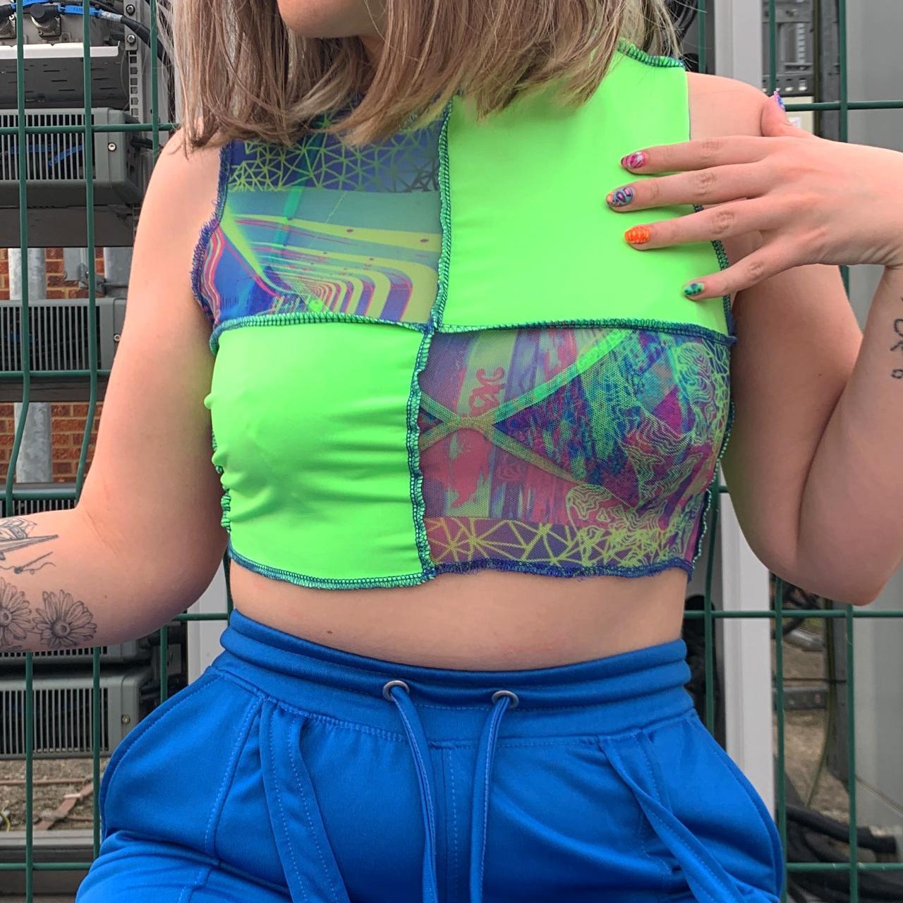 Y2K Raver Reworked Square Patchwork Tank Top READY... - Depop