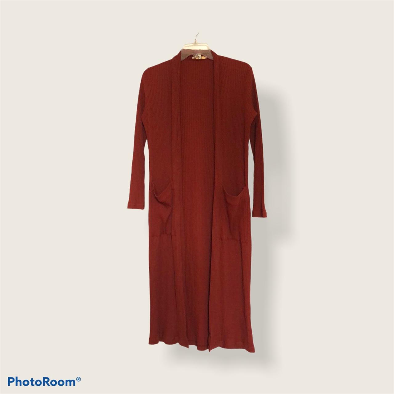 Rust color longline ribbed cardigan by Maje. Great... - Depop