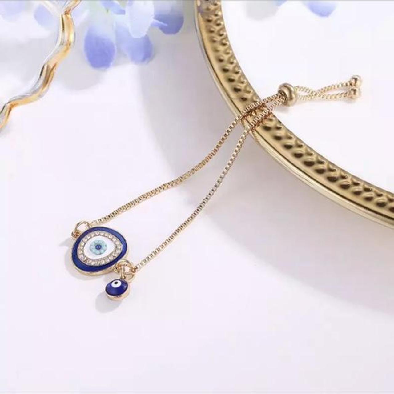 Elegant Turkish Lucky Blue Crystal Evil Eye... - Depop